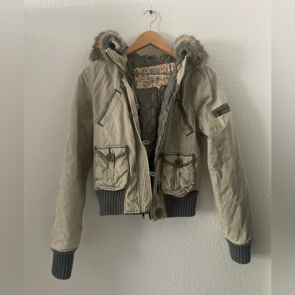 Abercrombie & Fitch | Jackets & Coats | Rare Find Y2k Abercrombie Fitch Canvas Bomber Jacket Fur ...